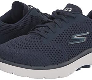 Skechers Women's GO Walk 6-Bold Vision Sneaker, Navy/White, 6