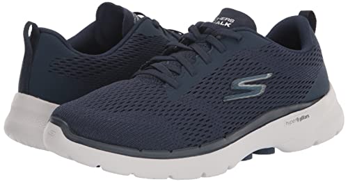 Skechers Women's GO Walk 6-Bold Vision Sneaker, Navy/White, 6