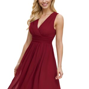 Ever-Pretty Womens V Neck A-line Knee-Length Chiffon Evening Dress Wedding Guest Dress Burgundy US6