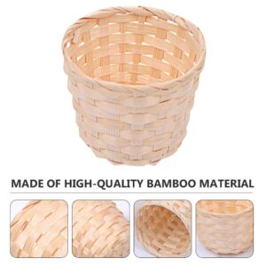 ARTIBETTER Rattan Storage Basket 4Pcs Round Bamboo Woven Storage Basket Natural Cotton Rope Sundries Organizer Decorative Flower Basket for Home ( Large ) Belly Basket