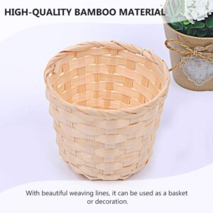 ARTIBETTER Rattan Storage Basket 4Pcs Round Bamboo Woven Storage Basket Natural Cotton Rope Sundries Organizer Decorative Flower Basket for Home ( Large ) Belly Basket