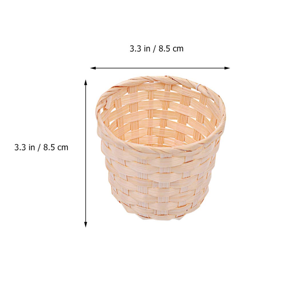 ARTIBETTER Rattan Storage Basket 4Pcs Round Bamboo Woven Storage Basket Natural Cotton Rope Sundries Organizer Decorative Flower Basket for Home ( Large ) Belly Basket