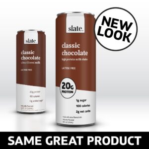 Slate Milk - High Protein Shake, Classic Chocolate, 20g Protein, 0g Added Sugar, Lactose Free, Keto, All Natural (11 oz, 12-Pack)