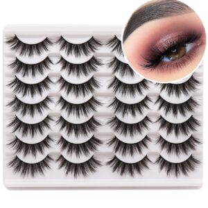 Losha Eyelashes Natural Look Faux Mink Lashes Pack Handmade Fluffy False Eyelashes 14 Pairs Cat Eye Lashes (54)