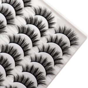 Losha Eyelashes Natural Look Faux Mink Lashes Pack Handmade Fluffy False Eyelashes 14 Pairs Cat Eye Lashes (54)