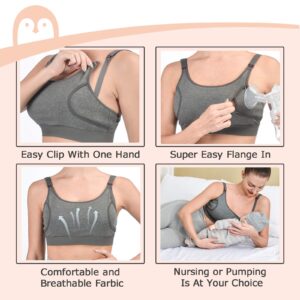 Momcozy Pumping Bra, Pumping Bra Hands Free 2 Pack Comfortable All Day Wear Pumping and Nursing Bra in One Holding Breast Pump for Spectra, Lansinoh, Medela