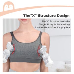 Momcozy Pumping Bra, Pumping Bra Hands Free 2 Pack Comfortable All Day Wear Pumping and Nursing Bra in One Holding Breast Pump for Spectra, Lansinoh, Medela