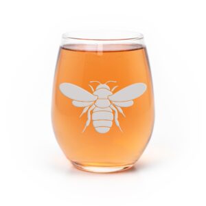 bumble bee florist bee keeper stemless wine glass - bee gift, bumble bee glass, bee keeper