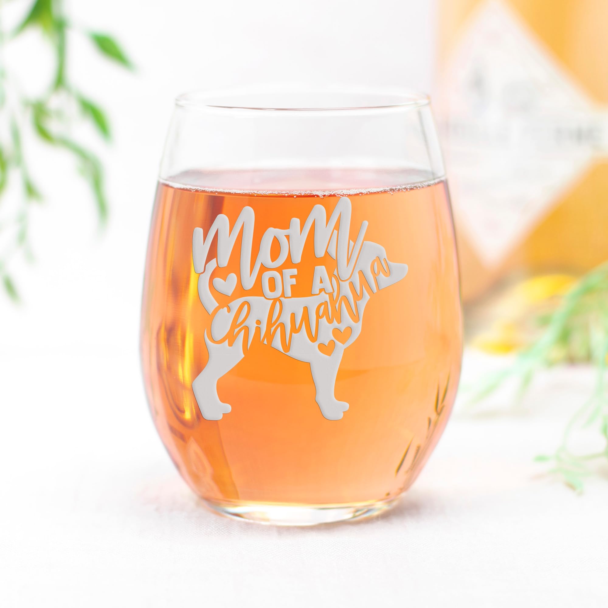 Mom Of A Chihuahua Stemless Wine Glass - Chihuahua Gift, Dog Mom Gift, Pet Mom Gift, Chihuahua Wine Glass, Dog Mom Wine Glass, Pet Mom Wine