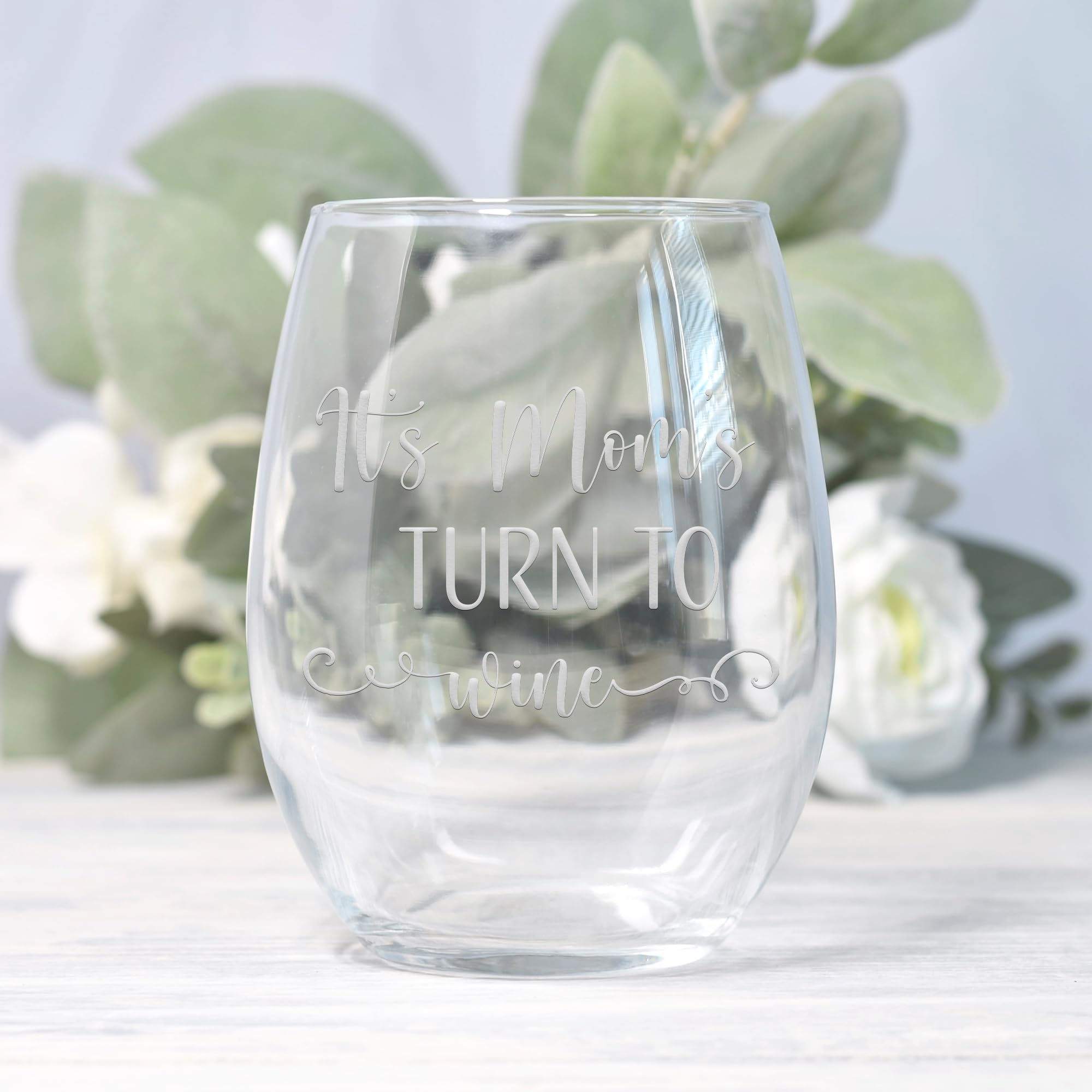 Moms Turn To Wine New Mom Stemless Wine Glass - New Mom Gift, Mom Gifts, Fun Mom Gift, Mom Wine Glass