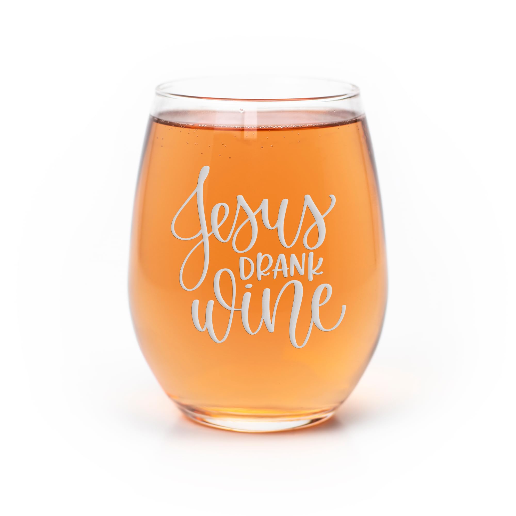 Jesus Drank Wine Stemless Wine Glass - Jesus Wine Gift, Religious Gift, Jesus Gift, Jesus Wine Wine Glass, Religious Wine Glass