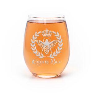 queen bee stemless wine glass - queen bee gift, boss gift, girl power gift, girl boss gift, queen bee wine glass, boss wine glass