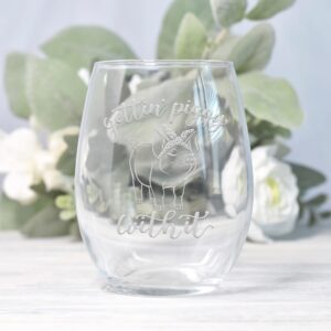 Getting Piggy With It Bandana Stemless Wine Glass - Farmhouse Gift, Pig Gift, Country Gift, Farmhouse Wine Glass, Pig Wine Glass