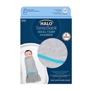 HALO Baby Sleepsack Swaddle Wearable Blanket, 3-Way Adjustable Infant Sleepsack, TOG 1.5, Ideal Temp, Heather Grey/Aqua, Small, 3-6 Months, 13-18 Pounds