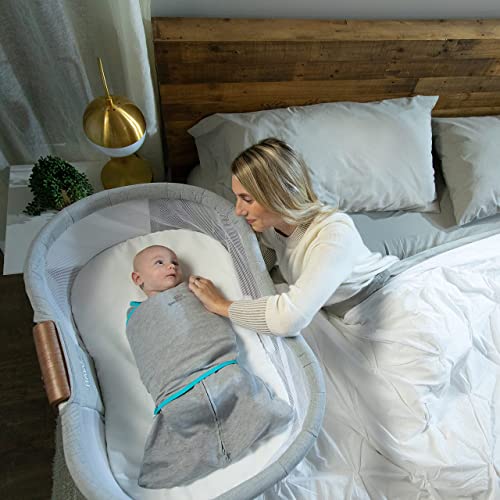 HALO Baby Sleepsack Swaddle Wearable Blanket, 3-Way Adjustable Infant Sleepsack, TOG 1.5, Ideal Temp, Heather Grey/Aqua, Small, 3-6 Months, 13-18 Pounds