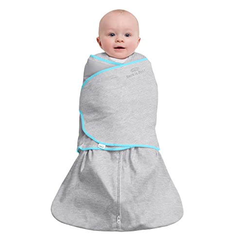 HALO Baby Sleepsack Swaddle Wearable Blanket, 3-Way Adjustable Infant Sleepsack, TOG 1.5, Ideal Temp, Heather Grey/Aqua, Small, 3-6 Months, 13-18 Pounds