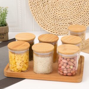 Houseables Glass Spice Jars, Storage Containers, Airtight Bamboo Lid, 12 Pack, 6 oz, Food Canister Sets For Kitchen Counter, Jar, Lids, Flour, Brown Sugar, Pantry, Spices, Candy