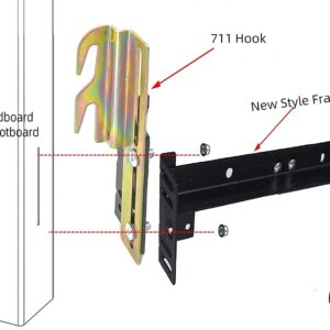 2Pcs 711 Bolt on to Hook on Bed Frame Conversion Brackets with Hardware Hook, Headboard Hook Set,Hook on Bed Frame Brackets Adapter,Hook on Bed Rail