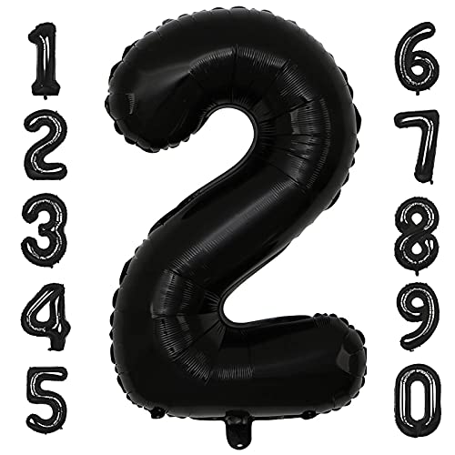 40 Inch Large Black Number 2 Balloon Decorations Helium 2 Balloons for Birthday Celebration Decorations Wedding Anniversary Baby Shower Supplies Engagement Photo Shoot