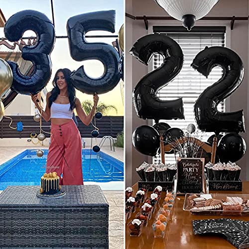 40 Inch Large Black Number 2 Balloon Decorations Helium 2 Balloons for Birthday Celebration Decorations Wedding Anniversary Baby Shower Supplies Engagement Photo Shoot