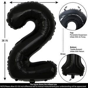 40 Inch Large Black Number 2 Balloon Decorations Helium 2 Balloons for Birthday Celebration Decorations Wedding Anniversary Baby Shower Supplies Engagement Photo Shoot