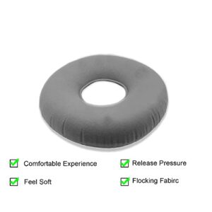 2 Pack Gray Inflatable Ring Cushion with Pump Hemorrhoid Seat Pillow Round Wheelchairs Seat Cushion Ring Pillow Cushion Relieve Coccyx & Tailbone Pain for Home Car or Office