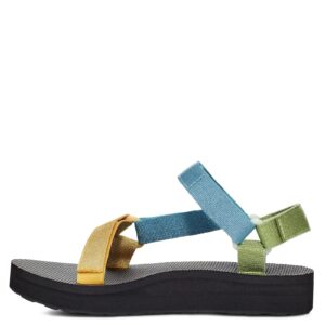 teva women's midform universal sandal, metallic blue multi, 5