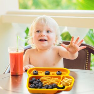 Baby Plate - Toddler Plate with Suction - 100% Food-Grade Silicone Divided Dinner Plates - Portable Non Slip - Microwave & Dishwasher Safe