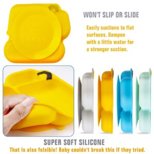 Baby Plate - Toddler Plate with Suction - 100% Food-Grade Silicone Divided Dinner Plates - Portable Non Slip - Microwave & Dishwasher Safe