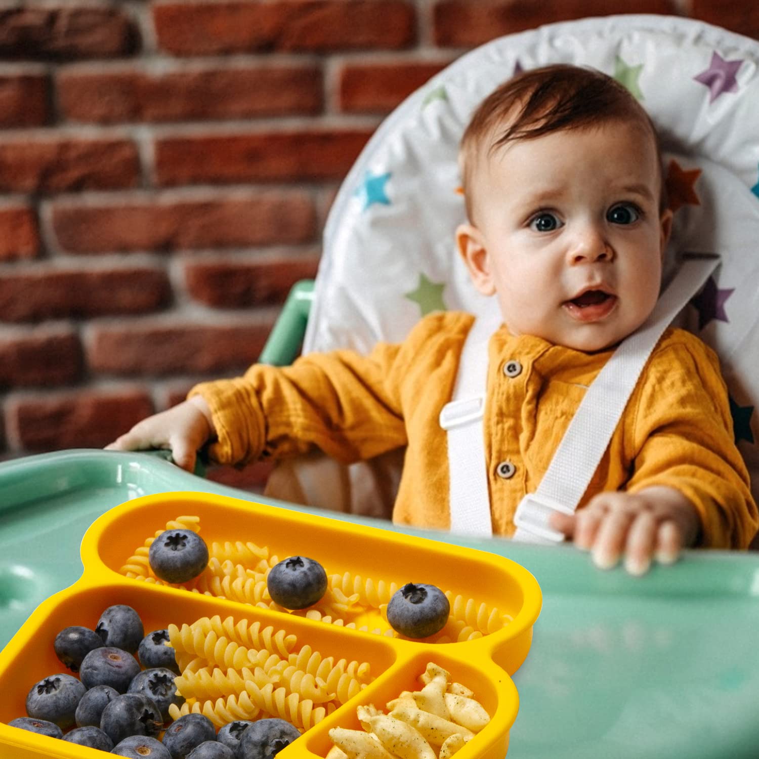 Baby Plate - Toddler Plate with Suction - 100% Food-Grade Silicone Divided Dinner Plates - Portable Non Slip - Microwave & Dishwasher Safe