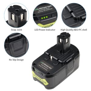 Powerost One+ 18V Battery Replacement: for Ryobi Lithium 18 Volt One Plus P108 P102 P107 P189 Drill Tools - 18V 6AH High Performance Lithium-ion Battery PBP005