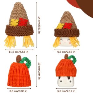 SATINIOR 4 Pcs Marshmallow Mug Hat Crochet Thanksgiving Fall Mug Topper Cute Tiered Tray Decoration Display for Coffee Hot Chocolate Cup Coffee Mug, Marshmallow Mug Not Included (Pumpkin Style)