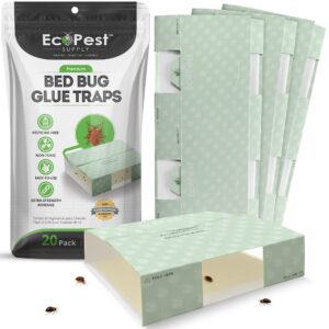 bed bug glue traps – 20 pack | sticky pest control trap and bed bug killer | adhesive crawling insect interceptors, trap, monitor, and detector for treatment of bed bugs and other indoor pests