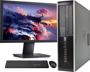 hp elite sff desktop computer pc, intel core i7 3.4ghz processor, 16gb ram, 128gb m.2 ssd + 1tb hard drive, wifi & bluetooth, wireless keyboard and mouse, 19 inch fhd led monitor, windows 10 (renewed)