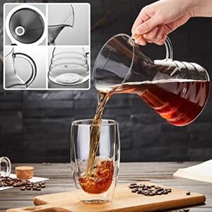 Unbreakable Pour Over Coffee Maker with Permanent Stainless Filter 27 fl oz, Thickened Heat-Resistant Borosilicate Glass Dripper Coffee Pour Over, Stovetop Safe, 6-7 Cups