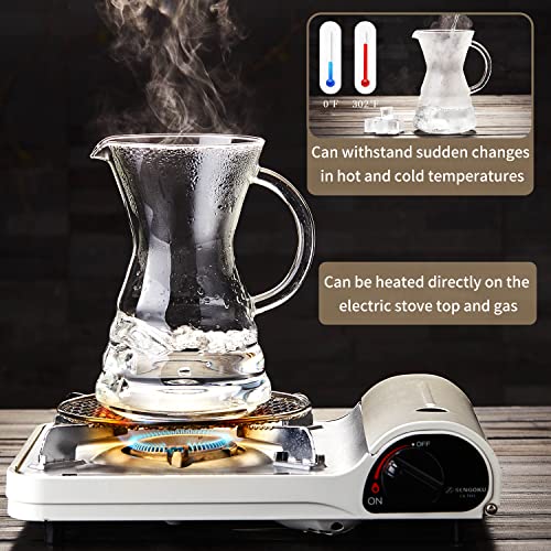 Unbreakable Pour Over Coffee Maker with Permanent Stainless Filter 27 fl oz, Thickened Heat-Resistant Borosilicate Glass Dripper Coffee Pour Over, Stovetop Safe, 6-7 Cups