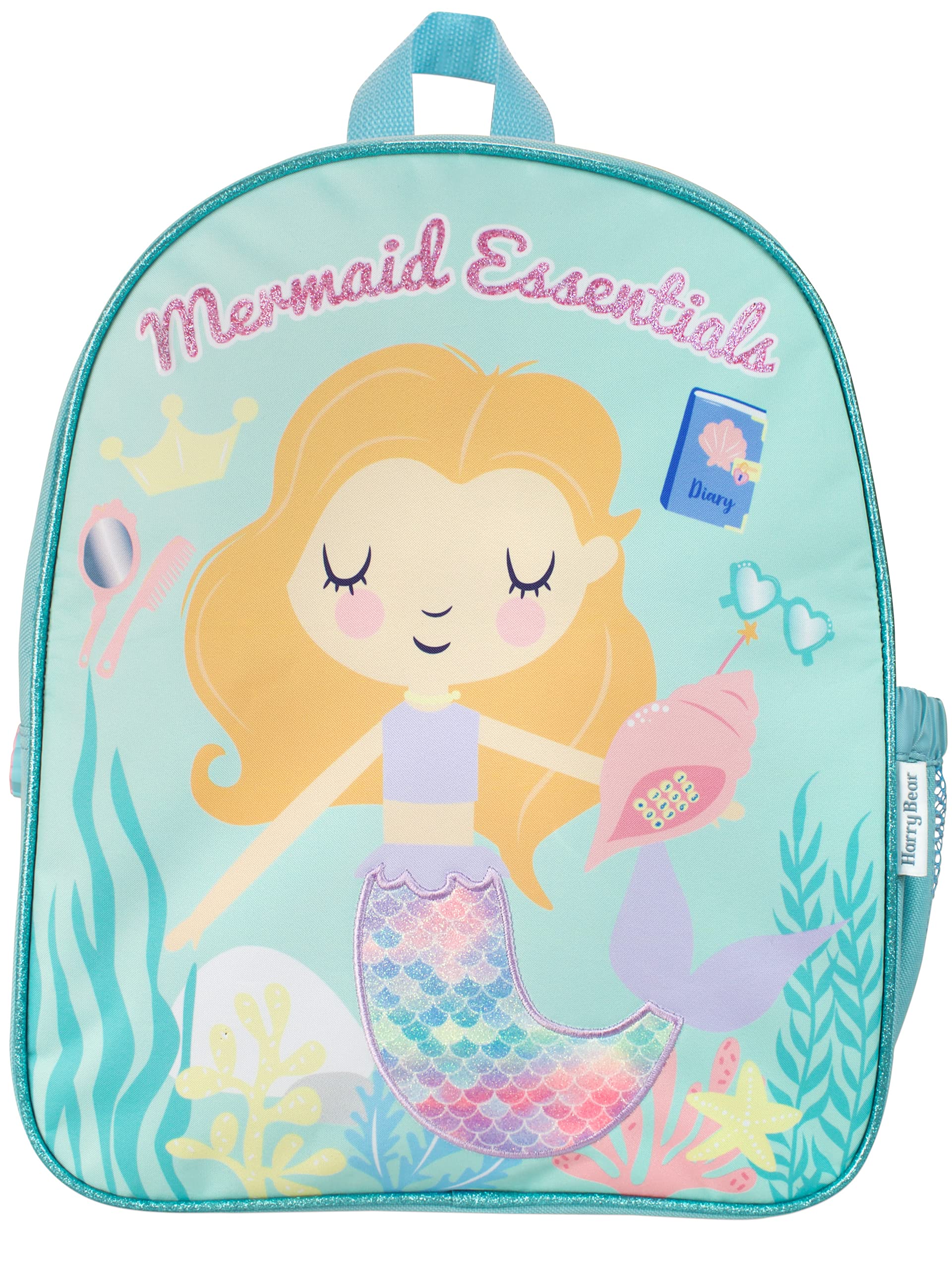 Harry Bear Girls Mermaid Backpack Glitter School Bag for Kids Blue