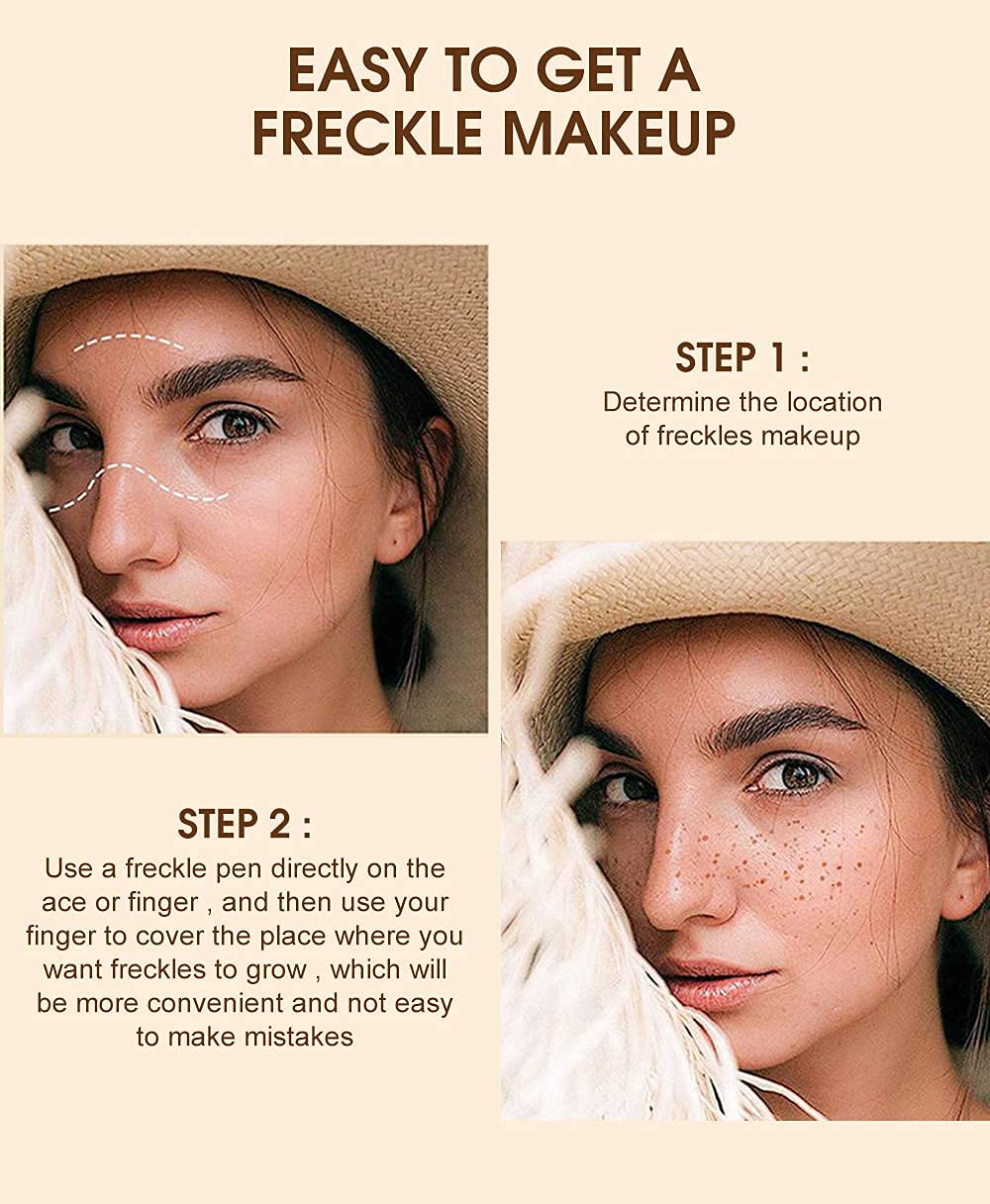 Freckle Pen 4 Colors Available, Natural Lifelike Freckle Makeup Pen, Waterproof Long Lasting Quick Dry - Light Brown, Natural Coffee, Chestnut, Dark Brown