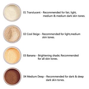 2 Pcs PHOERA Setting Powder, Control Oil Brighten Skin Color Cover Blemish Face Setting Loose Powder。 (01# Translucent & 02# Cool Beige)