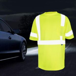 LX Reflective Safety Shirt Short Sleeve High Visibility Reflective Breathable Fast Dry T Shirt for Work Warehouse Cycling Construction Class 3 Yellow-3Pcs, XL