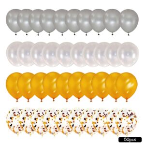 66 Pieces Welcome Back Balloon Banner Decorations Kit with Gold Welcome Back and Star Banner Gold Silver Confetti Glitter Balloons Star Shape Balloons for School Classroom, Wedding, Home Party Decors