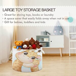 xigua Large Storage Basket Cotton Rope Basket Cute Little Giraffe Baby Laundry Basket for Blankets Toys Storage Basket Laundry Hamper