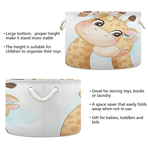 xigua Large Storage Basket Cotton Rope Basket Cute Little Giraffe Baby Laundry Basket for Blankets Toys Storage Basket Laundry Hamper