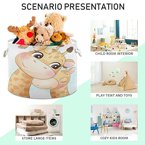 xigua Large Storage Basket Cotton Rope Basket Cute Little Giraffe Baby Laundry Basket for Blankets Toys Storage Basket Laundry Hamper