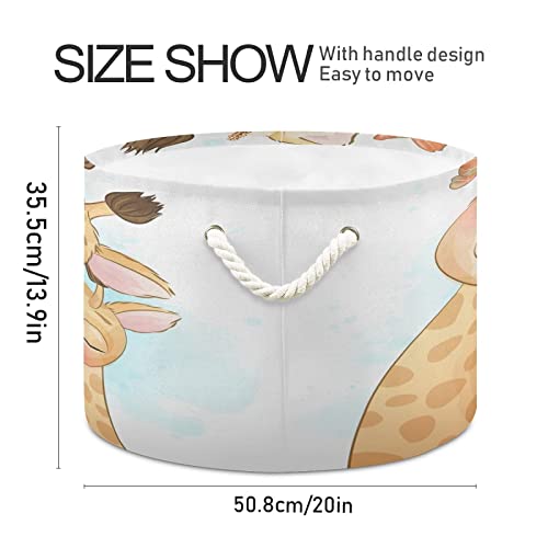 xigua Large Storage Basket Cotton Rope Basket Cute Little Giraffe Baby Laundry Basket for Blankets Toys Storage Basket Laundry Hamper