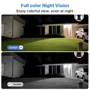 Hiseeu Wireless Solar Security Camera, 4MP Home WiFi Camera Outdoor, 100% Wireless, PIR Motion Detection, Color Night Vision, Two-Way Audio, Siren/Light Alarm, IP66 Waterproof, 2.4G WiFi