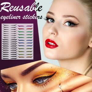 84 Pieces Reusable Glitter Eyeliner Stickers Adhesive Eyeliner Stickers Invisible Eye Line Strip Sticker Eyeliner Sticker Colorful Eyelid Tape Waterproof Eyeliner Makeup Stickers for Eyes Dress Up