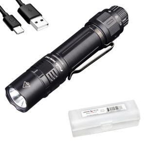 fenix pd36 tac tactical flashlight, 3000 lumen usb-c rechargeable, with lumentac organizer