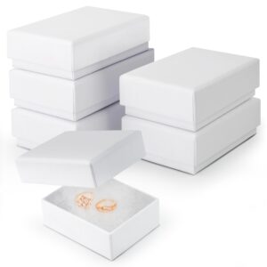 bulk paradise 6-pack cotton fill cardboard paper jewelry box gift case size 3.08x2.3x1.1 inches (white)