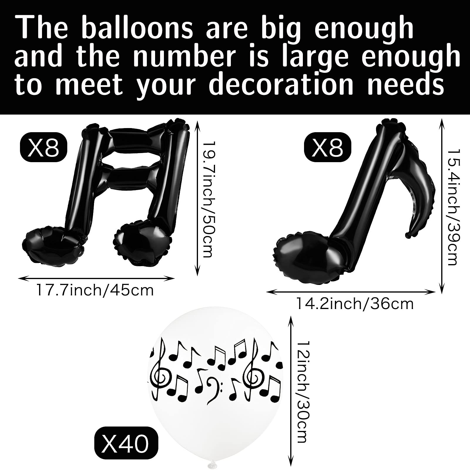 56 Pieces Music Note Balloons Music Themed Party Decorations Include 40 Music Notes Latex Balloon 16 Black Music Note Foil Balloons Foil Balloons for Birthday Party